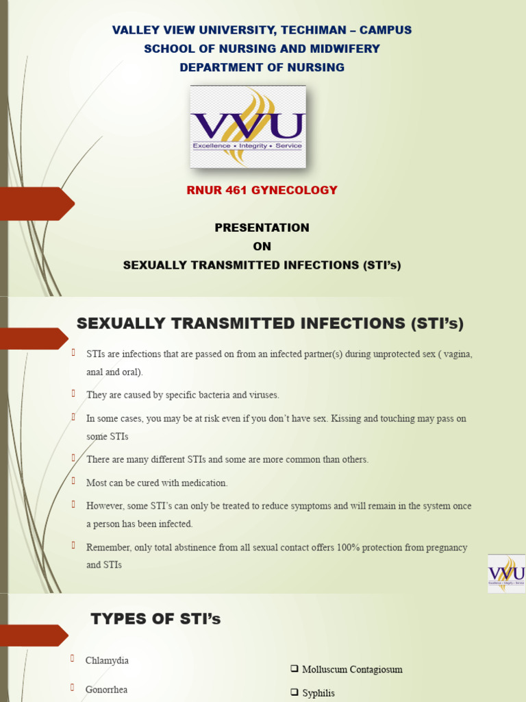 PRESENTATION ON STI's | PDF | Sexually Transmitted Infection | Herpes ...