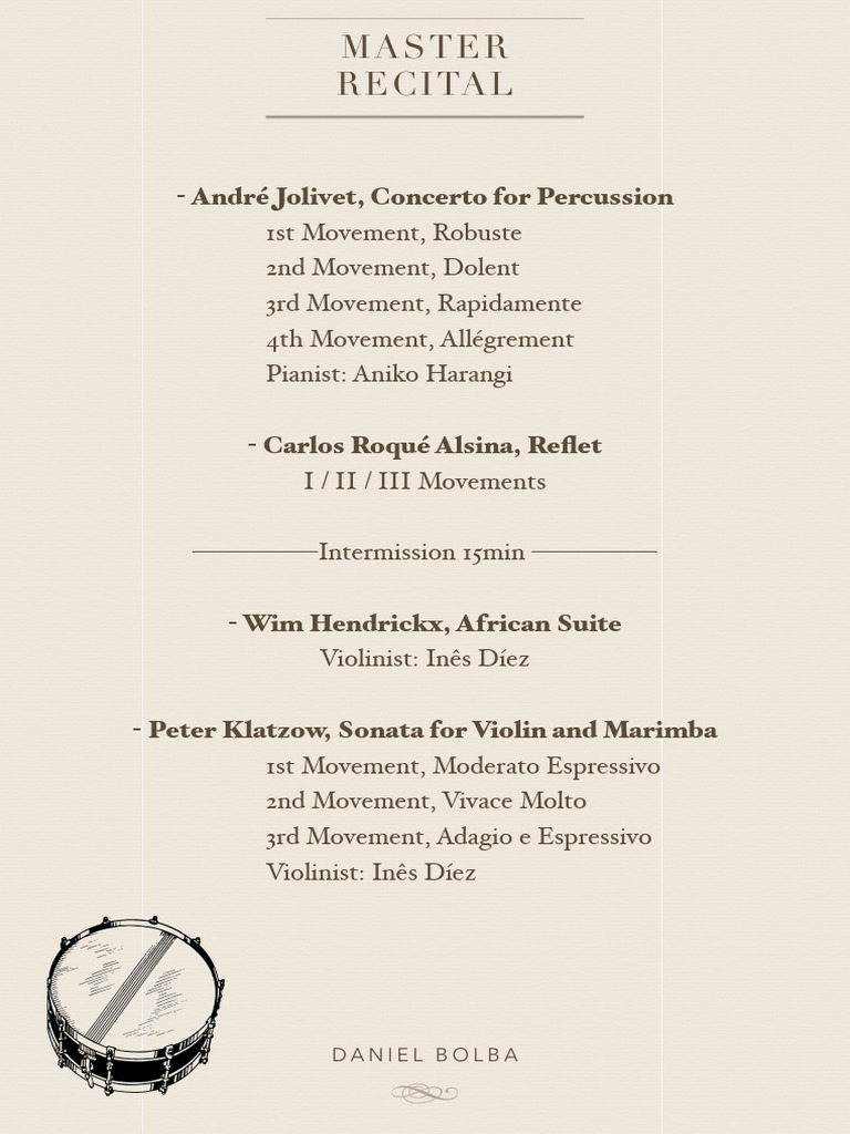 Master Recital Percussion Program | PDF