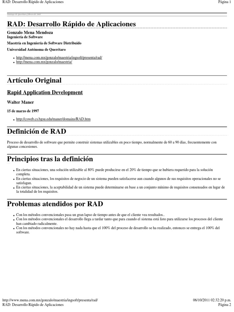 RAD - Desarrollo Rápido de Aplicaciones | PDF | Ingeniería de software ...