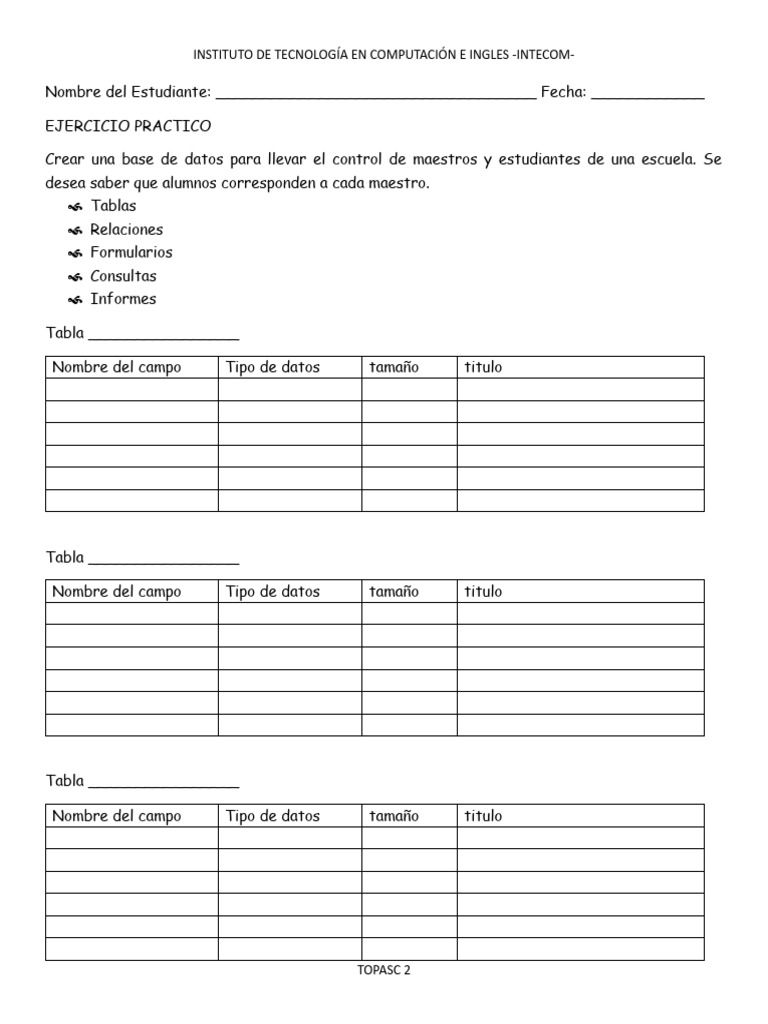 Base de Datos Escuela-Access | PDF