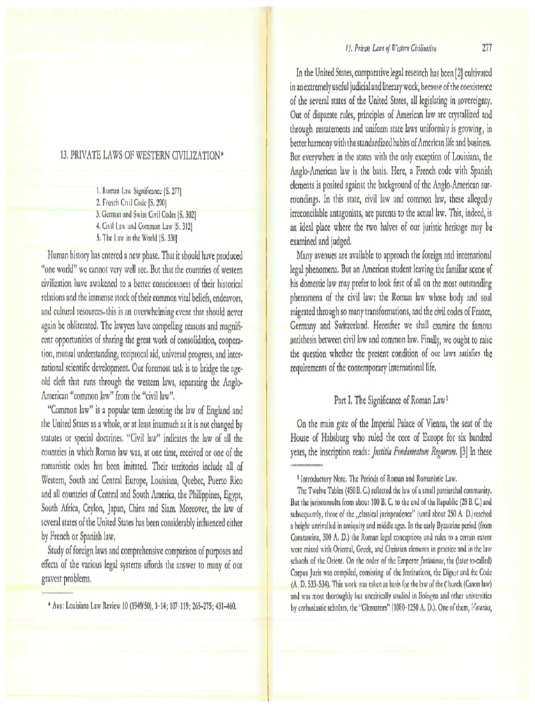 RABEL - Private Laws of Western Civilization | PDF