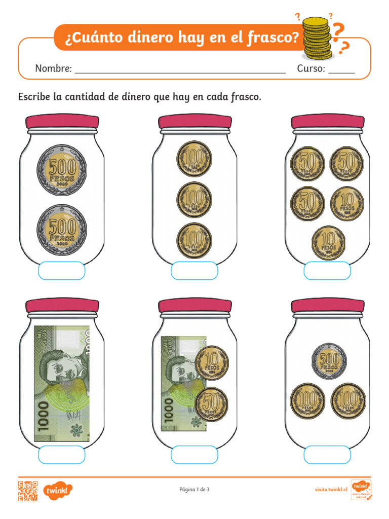 Actividades de dinero para 3° básico | PDF