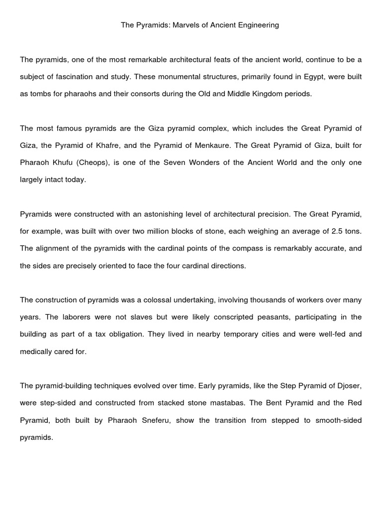 The Pyramids Marvels of Ancient Engineering | PDF | Egyptian Pyramids ...