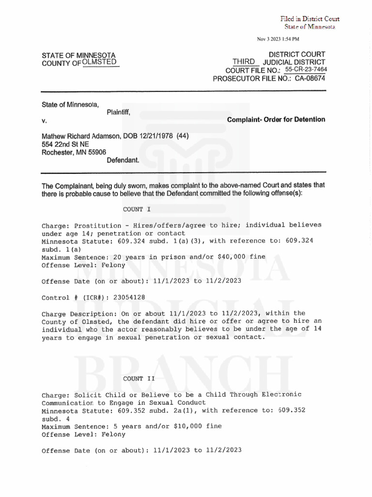 Mathew Richard Adamson | PDF | Misdemeanor | United States Federal ...