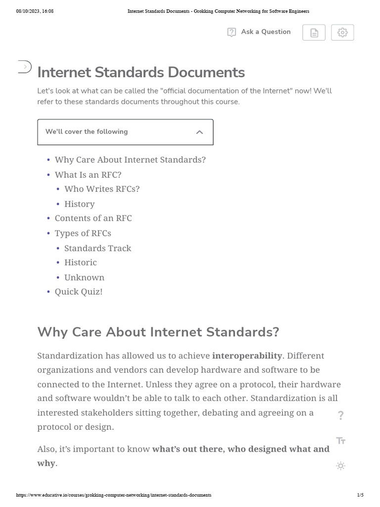 5 Internet Standards Documents - Grokking Computer Networking For Software Engineers | PDF ...