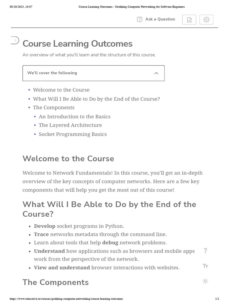 1 Course Learning Outcomes - Grokking Computer Networking For Software ...