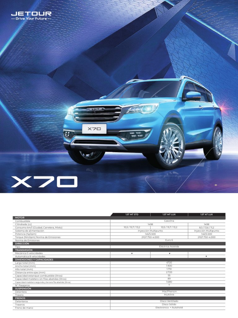 2023 Jetour X70 (Lanzamiento 21-08-2023 Cambio de Dist. A Andes Motor) Ficha Tecnica | PDF ...