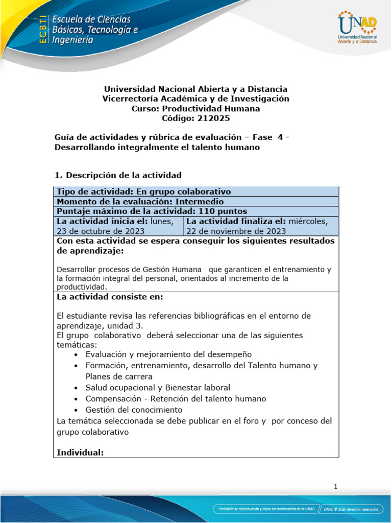 Desarrollo Integral del Talento Humano | PDF