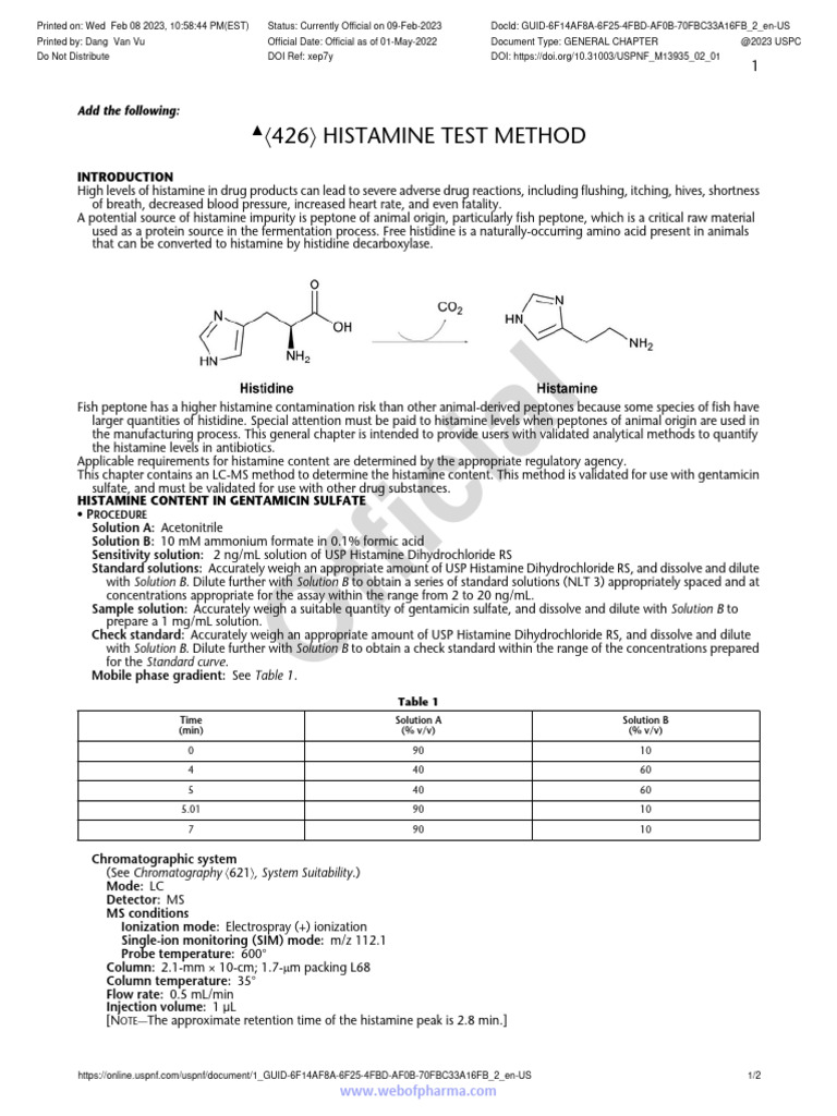 Histamine Testing in Antibiotics | PDF | Chromatography | Scientific ...