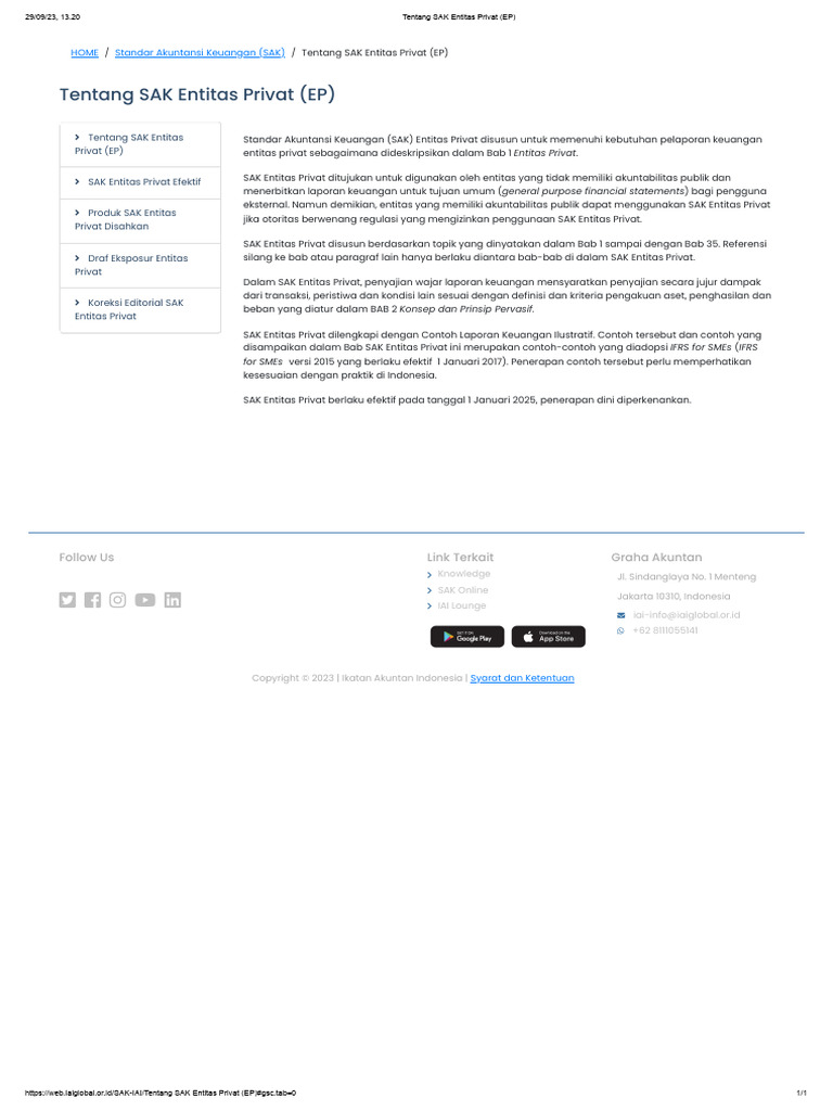 Tentang SAK Entitas Privat (EP) | PDF
