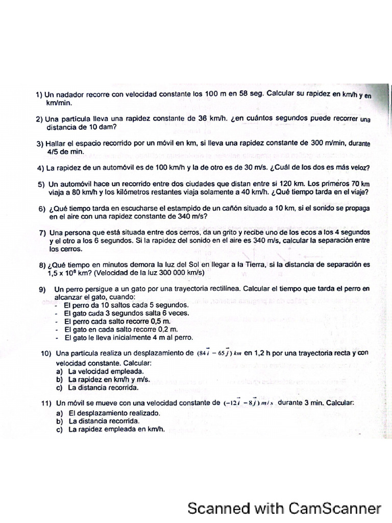 10 Ejercicios MRU | PDF