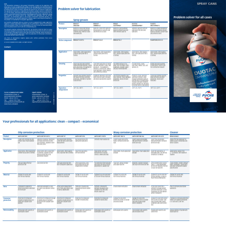Spraycans 10-2017 Total View | PDF | Lubricant | Bearing (Mechanical)