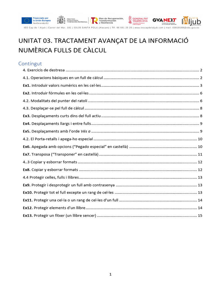 3.4 Exercicis de Destresa I de Protecció de Cel Les, Fulles I Llibres | PDF