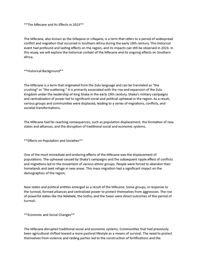 The Mfecane and Its Effects in 2023 | PDF