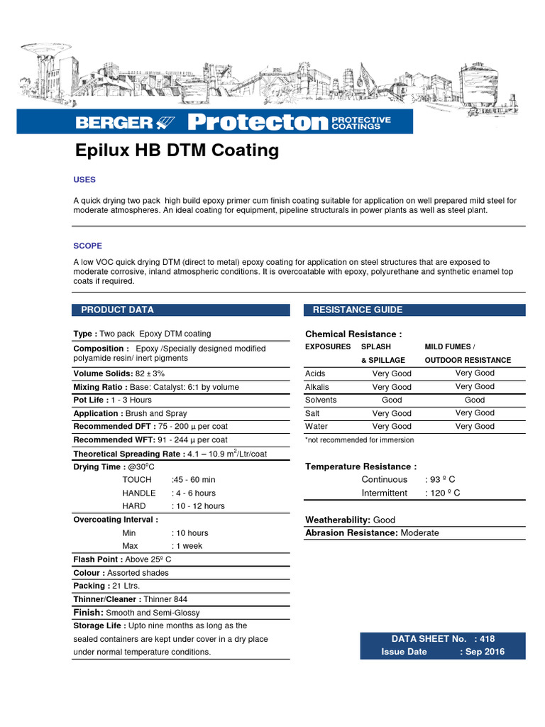 DS - 418 - Epilux HB DTM Coating | PDF