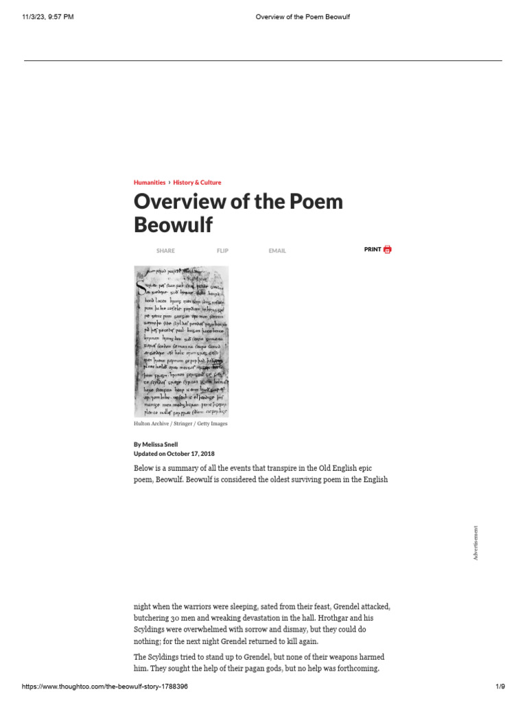 Overview of The Poem Beowulf | PDF
