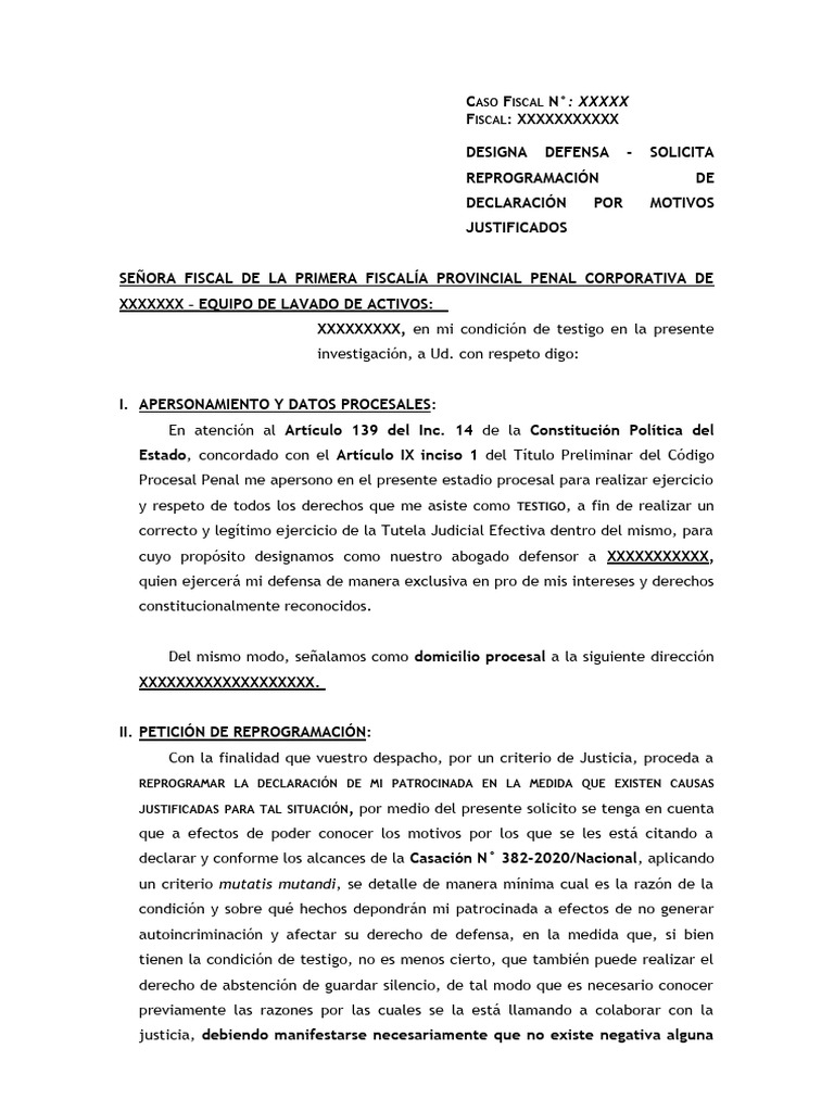 Modelo de Reprogramacion Declaracion | PDF | Fiscal | Ley procesal