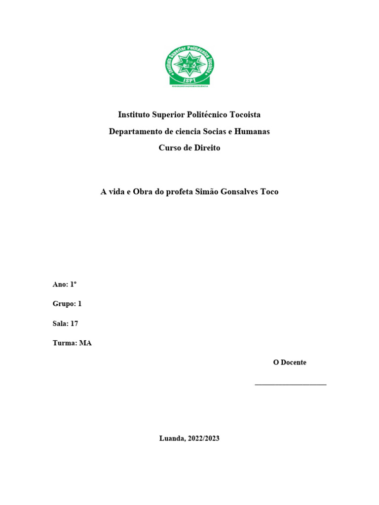 Vida e Obra de Simão Gonçalves Toco | PDF | Jesus | Deus