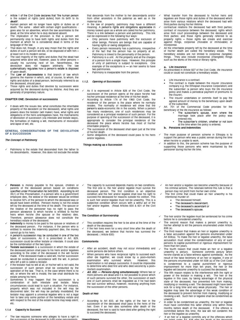 Law of Succession | PDF | Will And Testament | Inheritance