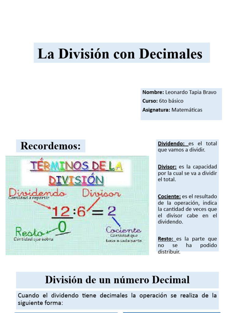 Explicando La Division y Multiplicacion Con Decimales. | PDF | División ...