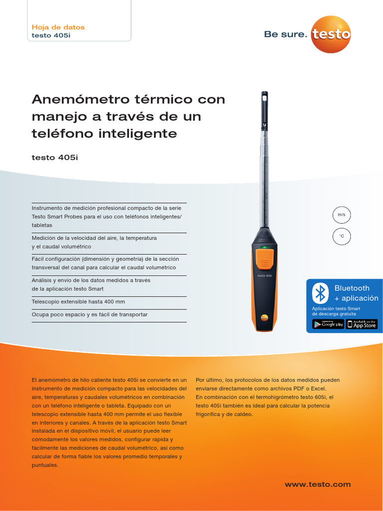 Anemómetro Testo 405i: Manual y Datos | PDF | Bluetooth | Smartphone