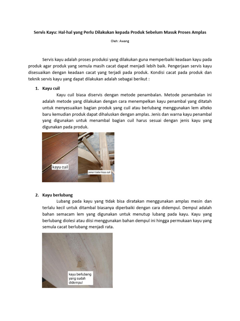 Rangkuman Servis Kayu Dan Pengecekan Barang | PDF