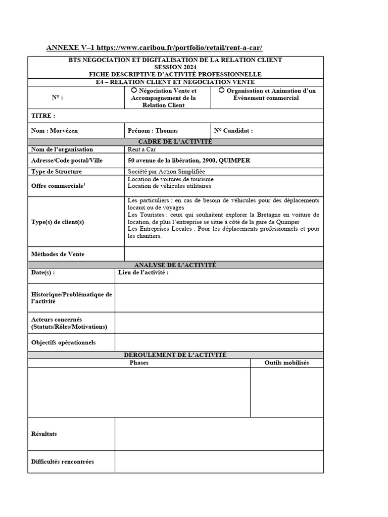 Fiche E4 Rent A Car 1 | PDF | Économie | Business