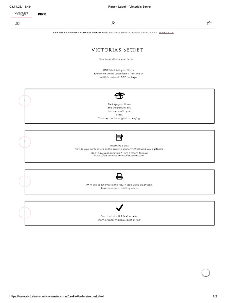 Return Label - Victoria - S Secret | PDF