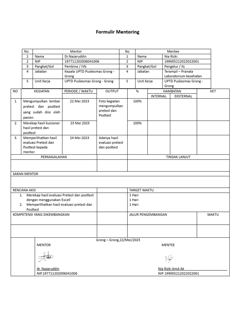 Formulir Mentoring 6 | PDF