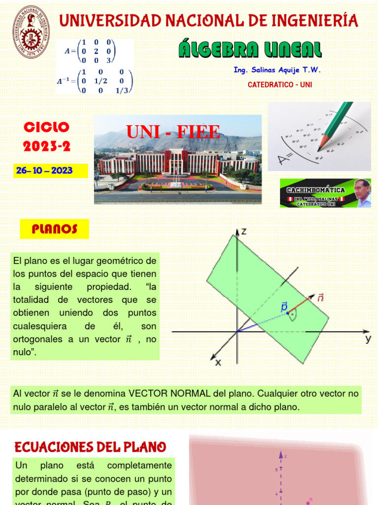 Ecuaciones y Propiedades de Planos en Álgebra Lineal | PDF | Espacio ...