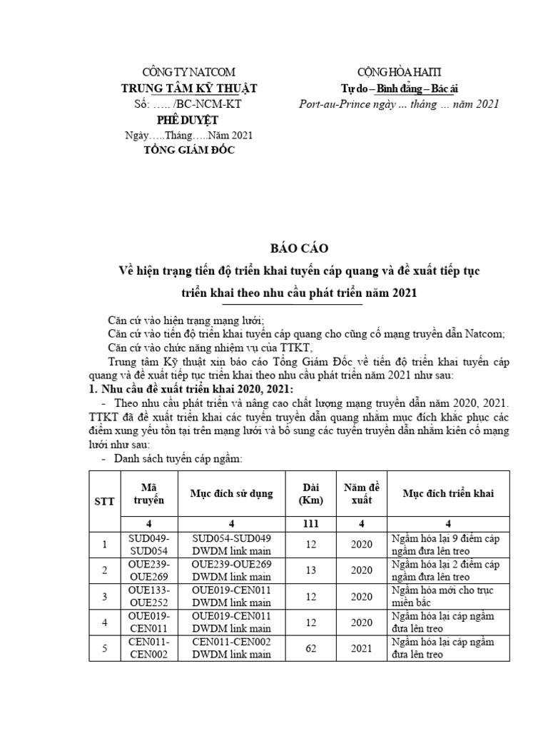 Bao Cao Hien Trang Va de Xuat Tiep Tuc Trien Khai Nhu Cau Truyen Dan 2021 | PDF