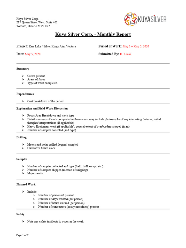 Kuya Silver - Monthly Report Template | PDF