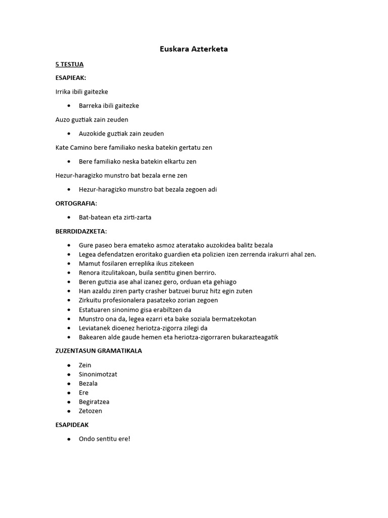 Euskara Azterketa | PDF
