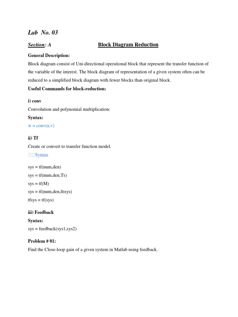 Lab No. 3-Block Diagram Reduction | PDF | Applied Mathematics | Mathematics