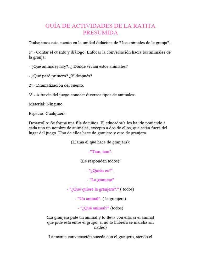 Guía de Actividades de La Ratita Presumida | PDF