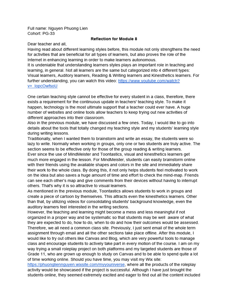 Reflection Module 8 Pdf