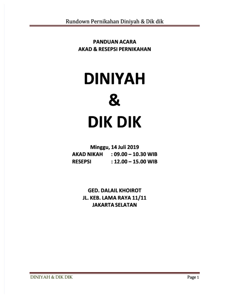 PDF Rundown Acara Pernikahan Compress | PDF