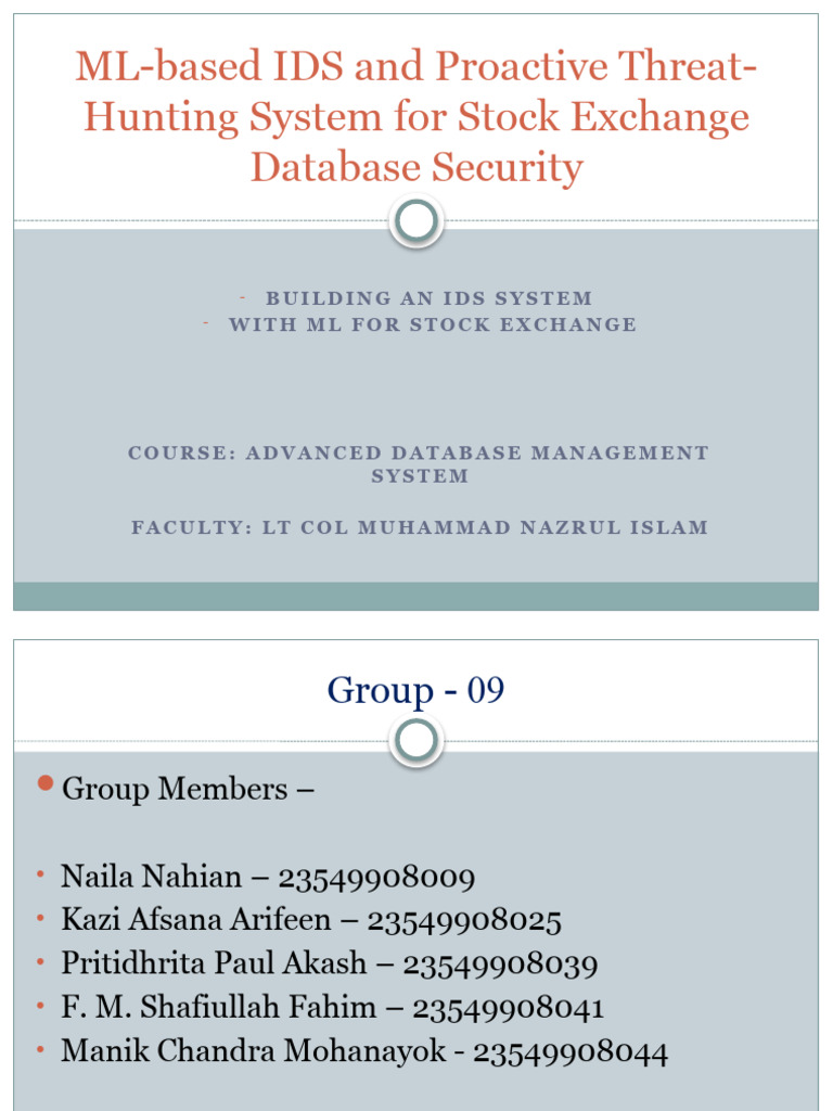 ML Based IDS and Proactive Threat-Hunting System For Stock Exchange | PDF | Security | Computer ...