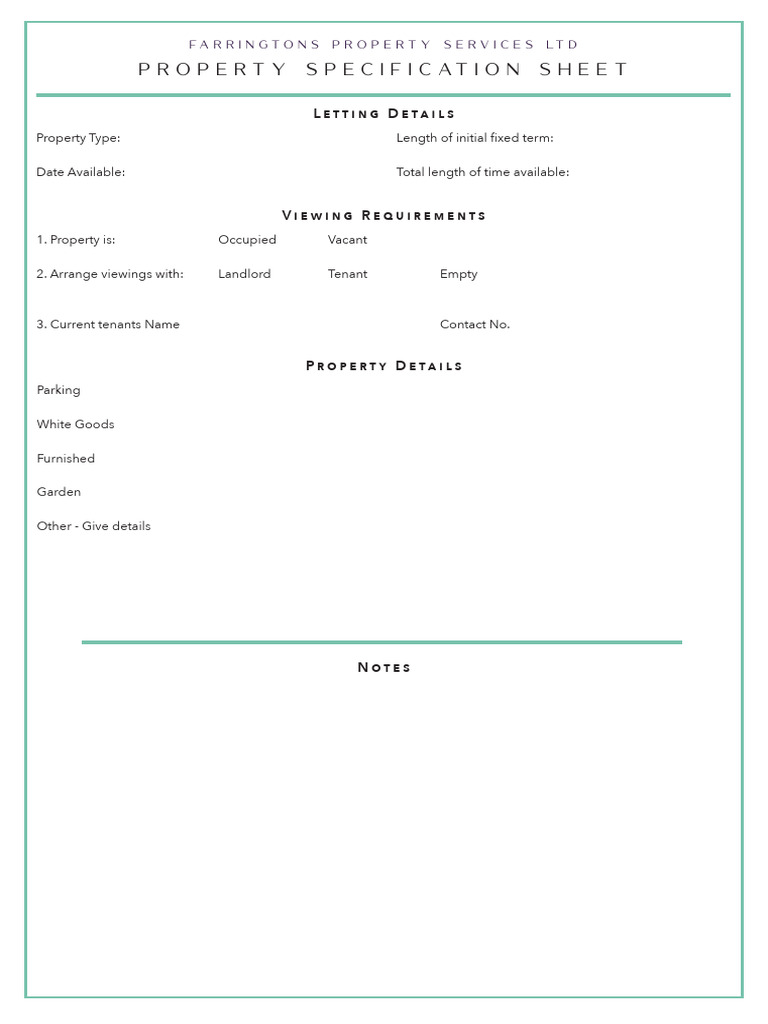 Property Specification Sheet DSVR-01716 | PDF