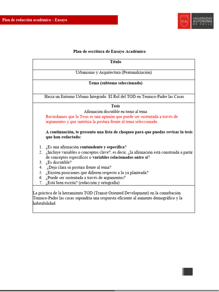 Plan de Escritura de Ensayo Académico | PDF | Transporte | Ensayos