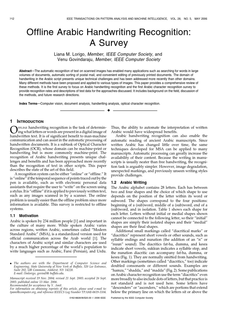 Arabic Ocr A Survey | PDF | Optical Character Recognition | Image ...