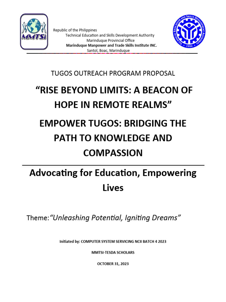 Mmtsi-Tesda - Scholars - Cssncii - Outreach - Program - Proposal | PDF ...