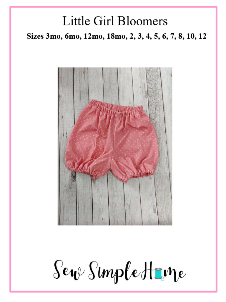 Little Girl Bloomers Pattern Pieces | PDF | Seam (Sewing) | Sewing