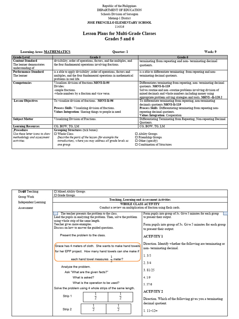 Cot Math | PDF | Learning | Decimal