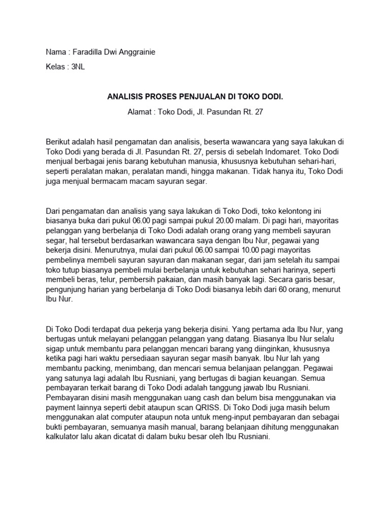 Faradilla Dwi Anggrainie - Toko Kelontong Dodi | PDF