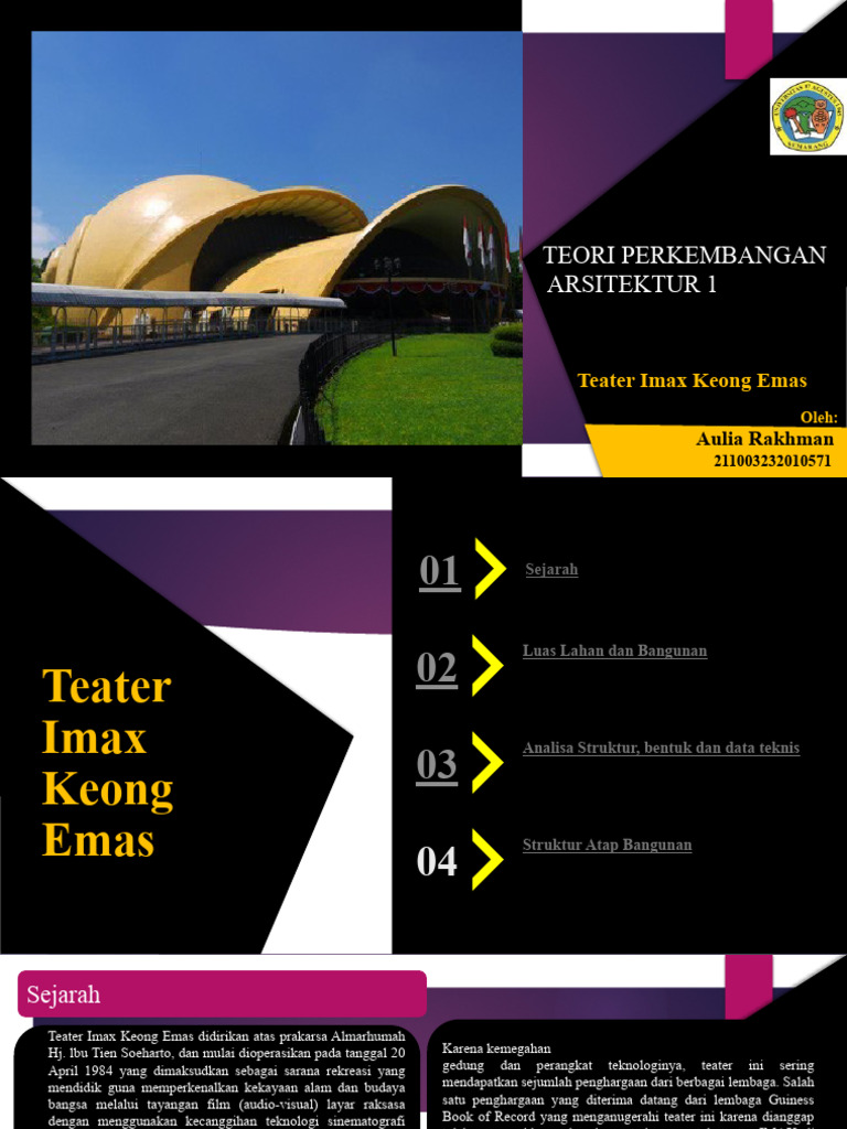 Teori Perkembangan Arsitektur 1 - Teater Imax Keong Emas | PDF