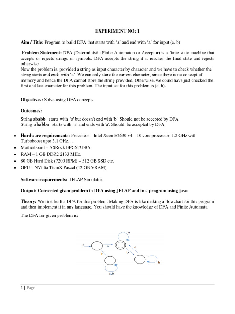 TOC - 501 LAB MANUAL-1 in Java | PDF | Computer Programming | Digital Electronics