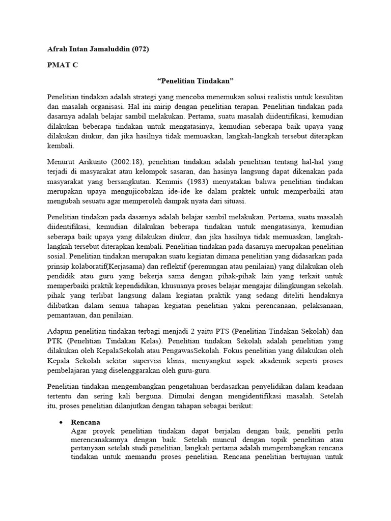 PTK - 1072 - Afrah Intan Jamaluddin - Pmat C | PDF