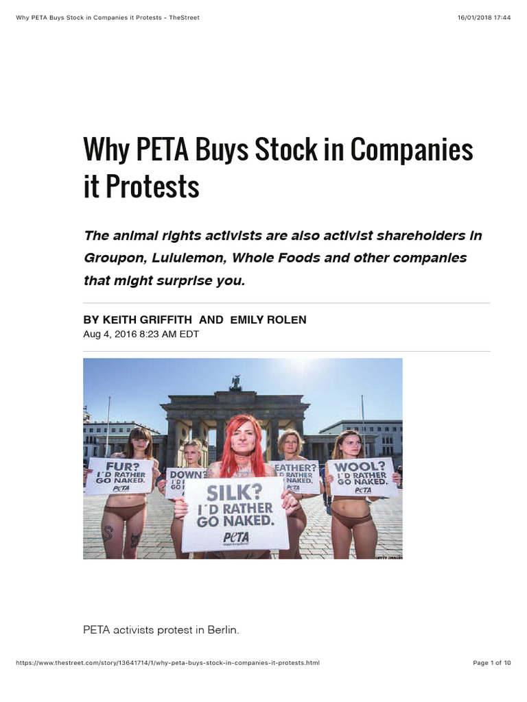 Lecture 4, CASE, PETA | PDF | Stocks | People For The Ethical Treatment ...