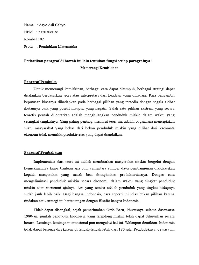Aryo Adi Cahyo, Analisis Paragraf, 2320306036, Rombel 02 | PDF